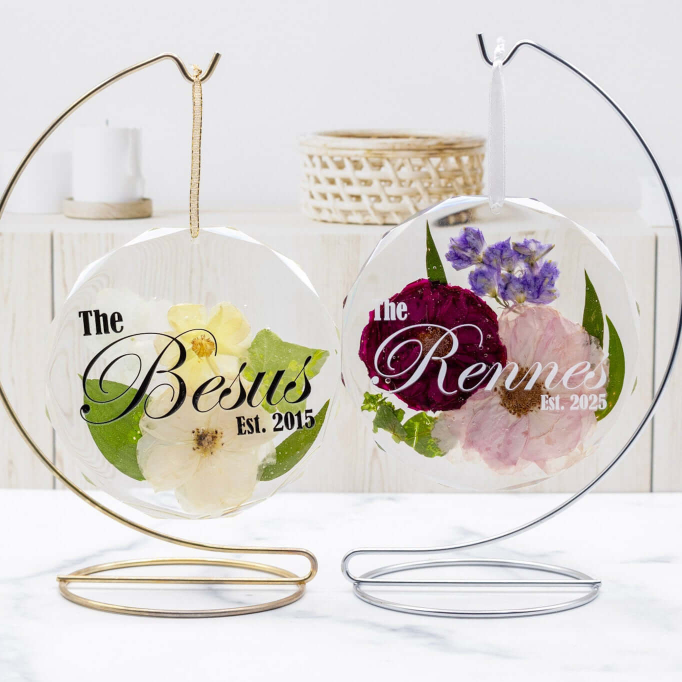 Diamond Edge Pressed Flower Ornament